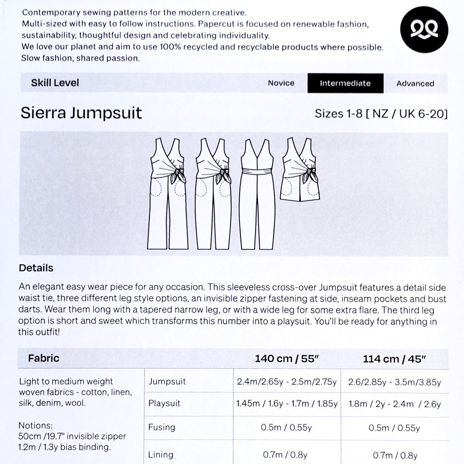 Papercut (Updated), Sierra Jumpsuit Paper Pattern – Lakes Makerie