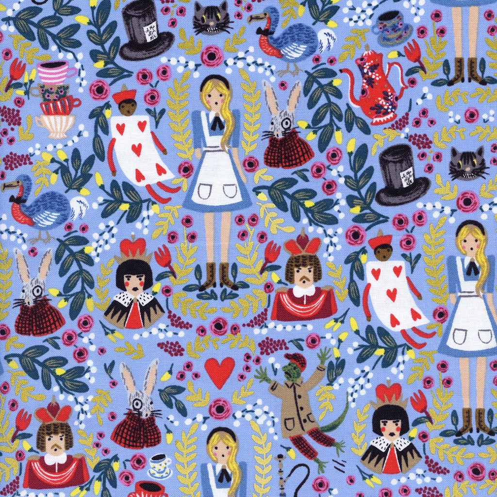 Rifle Paper Co., Wonderland - Periwinkle Metallic Fabric, 1/4 yard ...